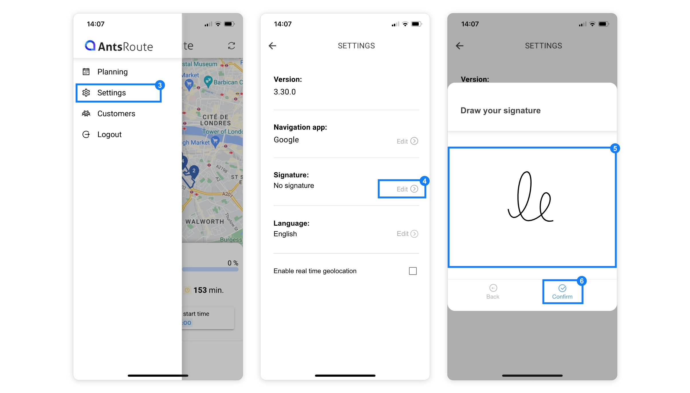 Store the signature of the driver on the mobile application – Help center