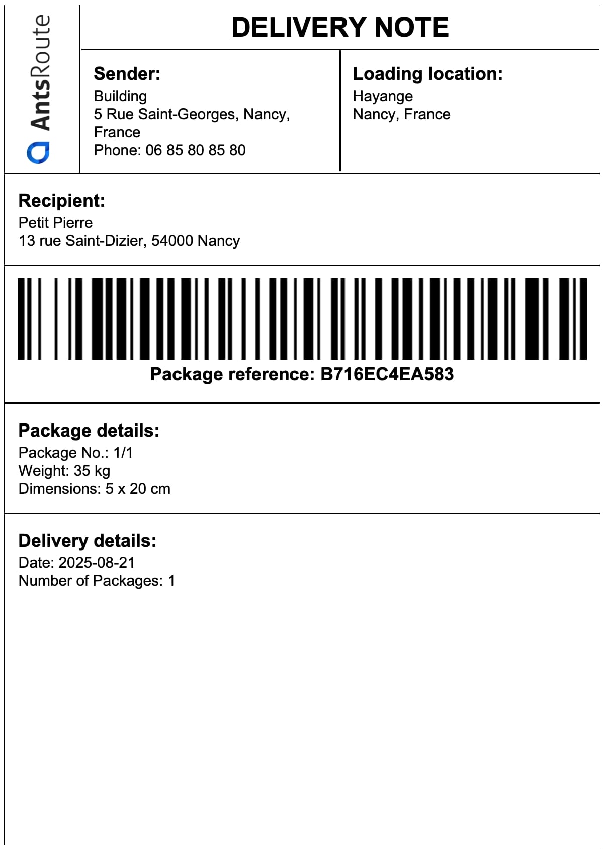 Download and customize package labels in AntsRoute – Help center